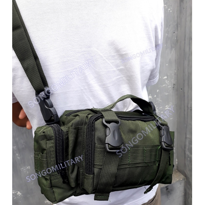 HIJAU Sm TNI POLRI Sling Bag / Army Green Side Bag / TNI Green Tactical ...