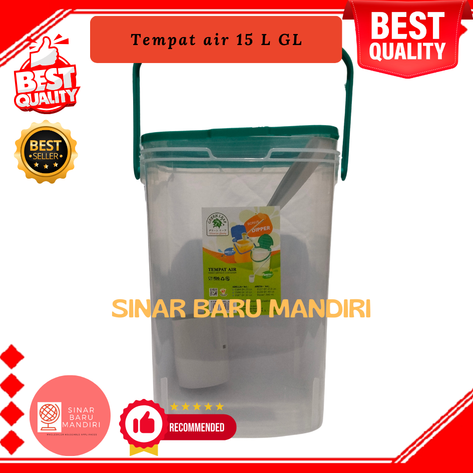 Water container with 15 L dipper / 15 liter Green leaf faceted fruit ...