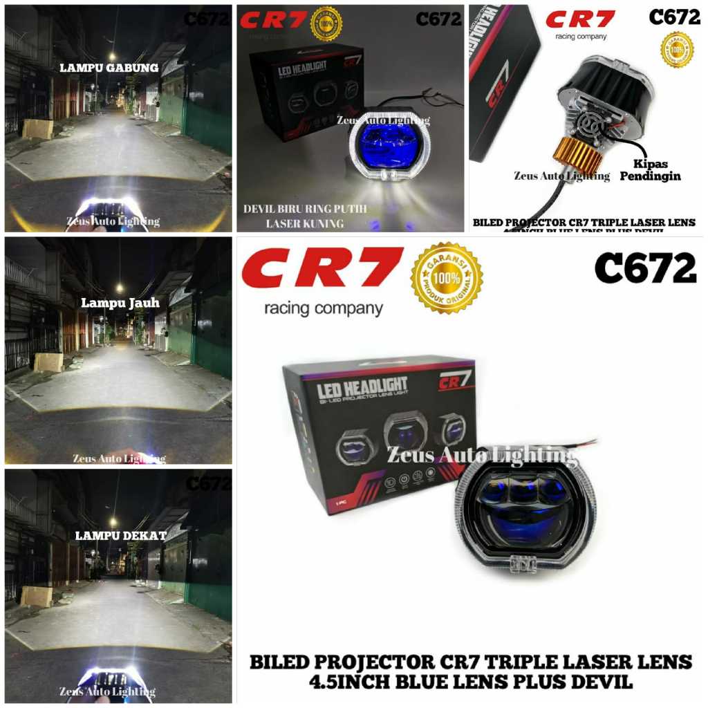 MATA Cr7 Type C672 Biled Projector Light 4.5 Inch Blue Lens Plus 3 ...