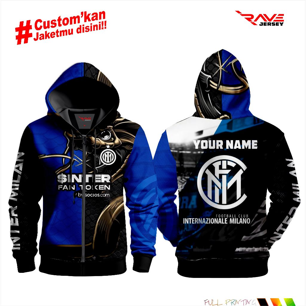 Inter MILAN FOOTBALL JACKET FULL PRINTING SUBLIM CUSTOM (DESIN LIKE ...