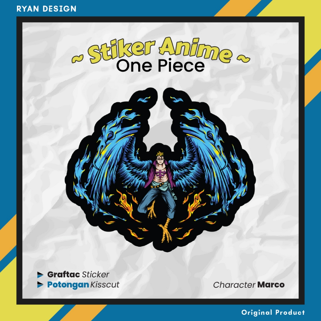 Ryan Design One Piece Marco Anime Sticker - Graftac Kisscut Cut Sticker ...