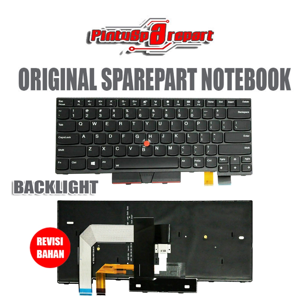 HITAM (Genuine With Backlight) Original Lenovo Thinkpad T470 A475 T480 ...