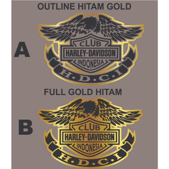 HITAM Latest Harley Davidson HDCI stickers in black and gold | Shopee ...
