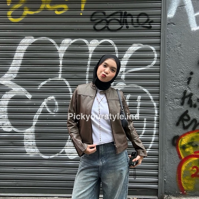 MERAH Women's Leather Jacket Brown Leather Jacket maroon red Leather ...