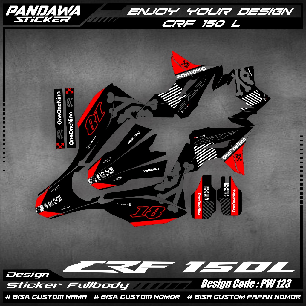 Custoom Full Body CRF 150 L Sticker Decal - CRF 150 Premium Racing PW ...