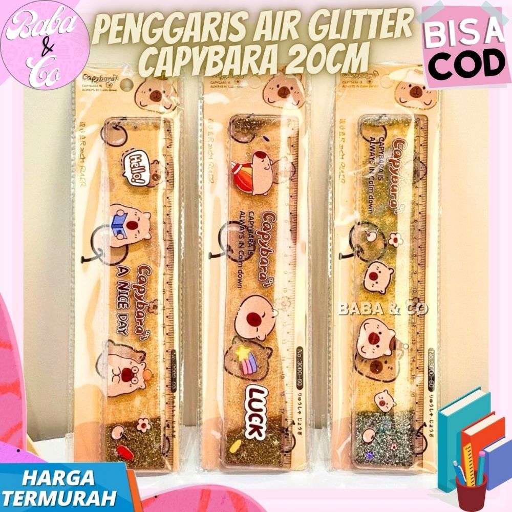 Capybara WATER RULER GLITTER CAPYBARA WATER RULER 20CM CUTE UNIQUE ...