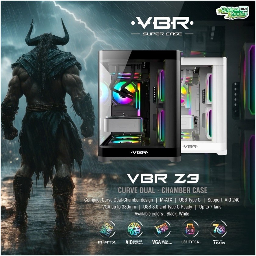 Vbr Z3 Modern Curve Dual Chamber Micro ATX Gaming PC Case | Shopee Malaysia