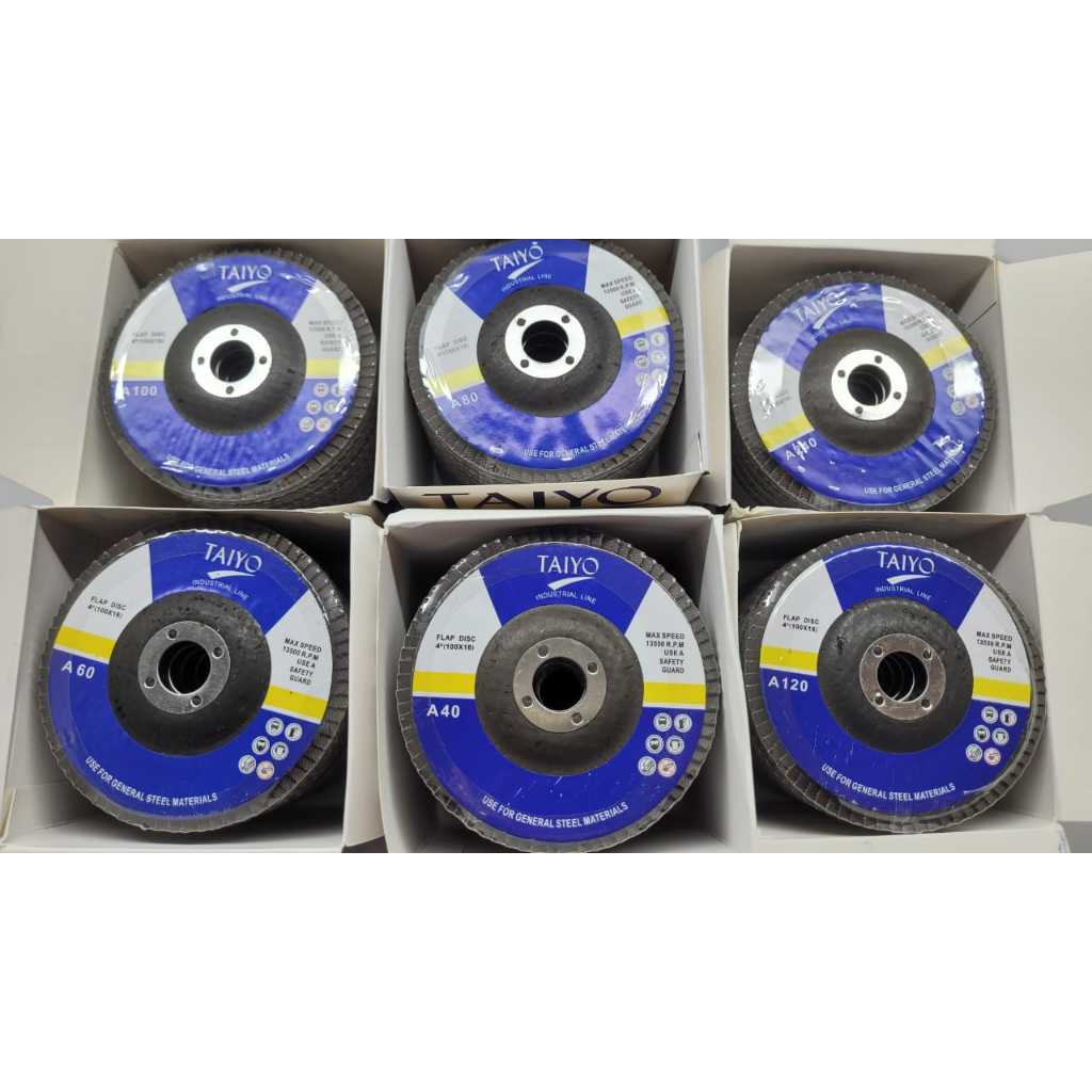 MATA Flap Disc 4 inch Taiyo A40, A60, A80, A100, A120, A240 / Sandpaper ...