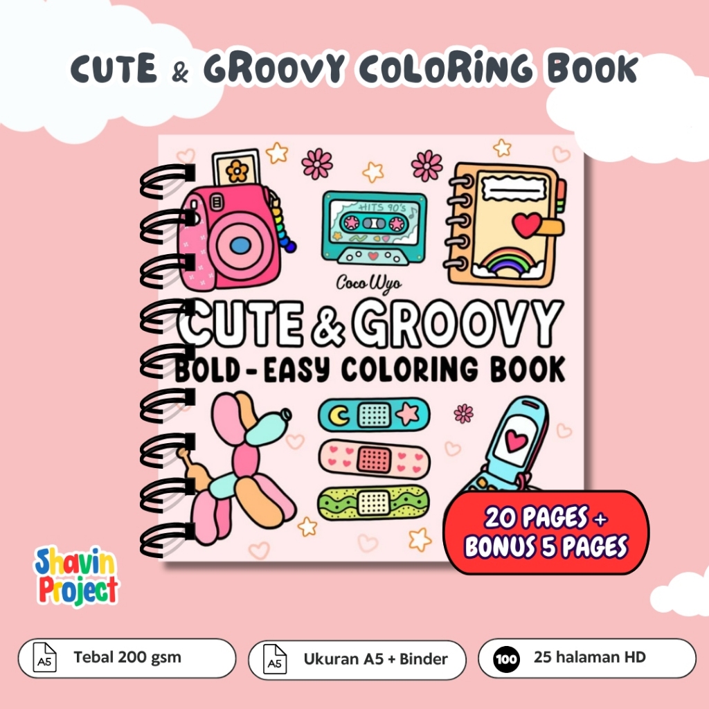 Coloring book Cute and Groovy Bold and easy Coloring Pages 25 Pages ...