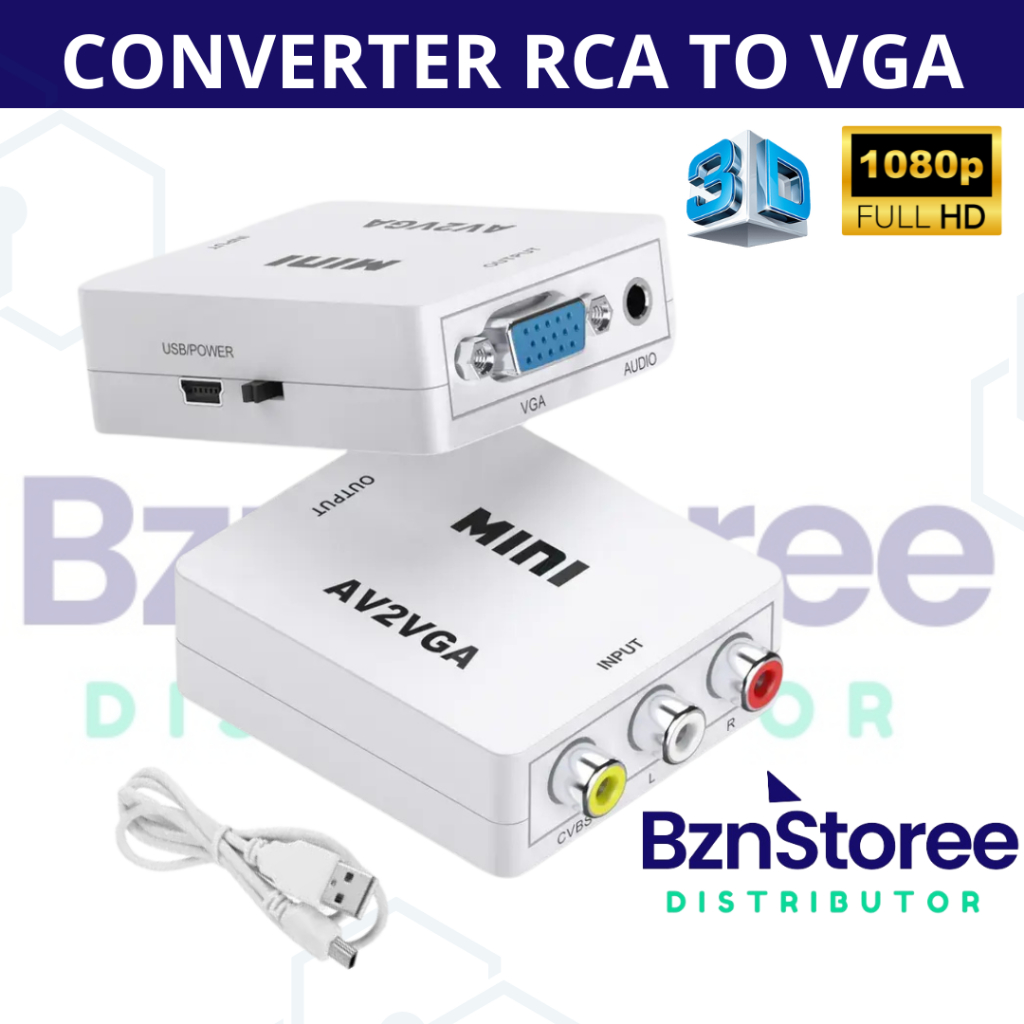 VIDEO/RCA/AV to VGA FULL HD Converter / Converter Display AV2VGA RCA to ...