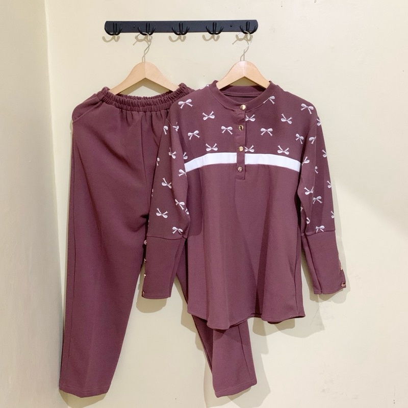 Busui Friendly Inara Ribbon Sleeve Knit Trouser Set - Inara Ribbon ...