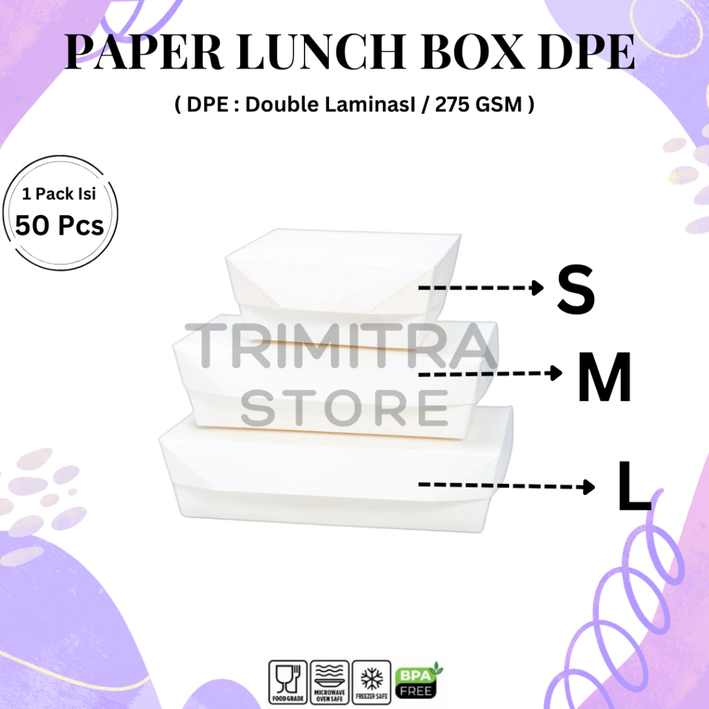 PUTIH Paper Lunch Box DPE 275 GSM / Paper Take Away / Paper Lunch Box ...