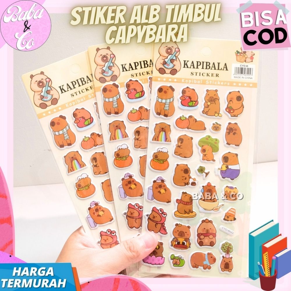 Alb embossed CAPYBARA STICKERS 1 SHEET embossed CAPYBARA CUTE UNIQUE ...