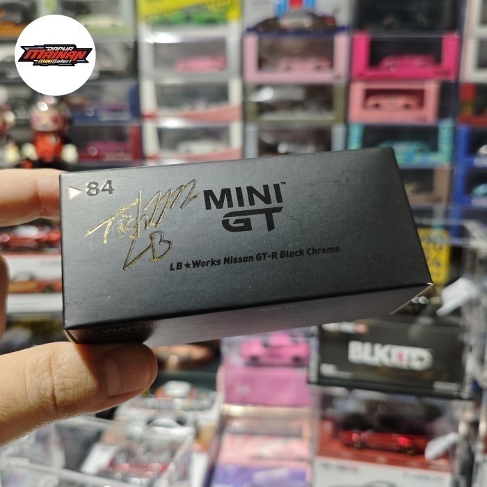 Mini GT 84 NISSAN GTR R35 BLACK CHROME DIRECTOR GIFT SIGN TOSHI CEO LB ...