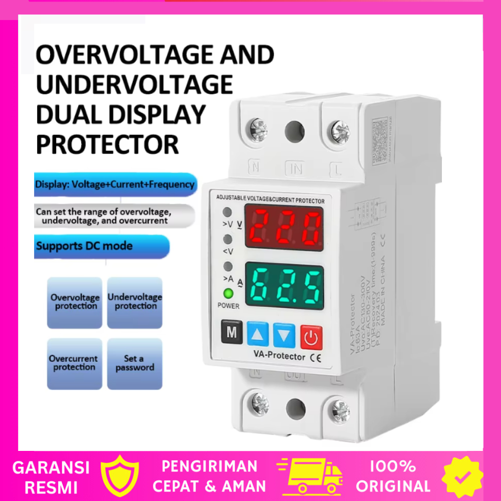Mcb Digital Din Rail Over Voltage Current Protector 63A 2P 230V Din ...