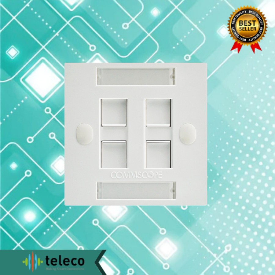 4-port face plate amp commscope 4-hole white commscope freme/ ready ...