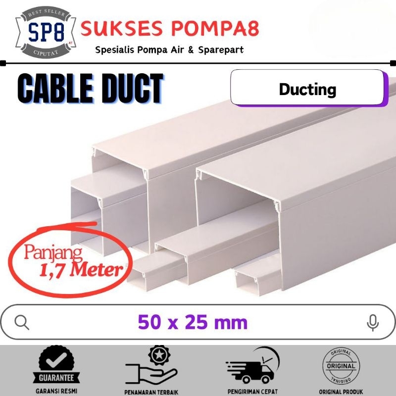DUCT / Trunking Cable 50x25 (1,7 Meters) Plain / Wiring DUCT / DUCTING ...