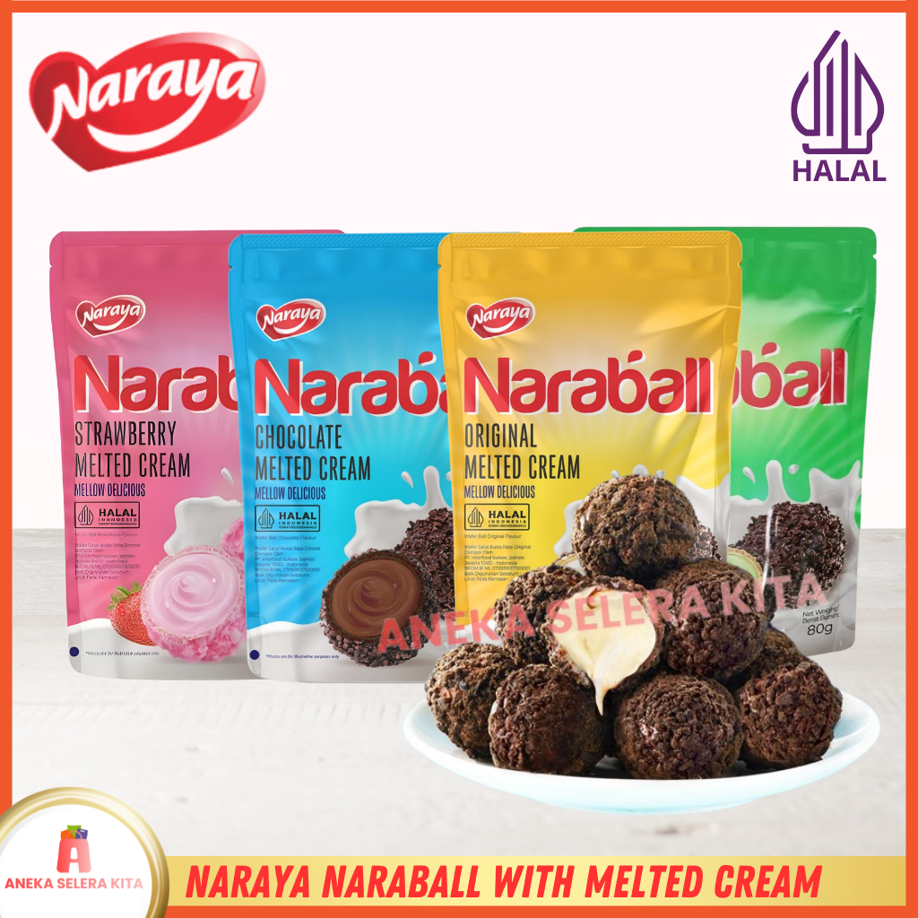 Naraya Naraball Wafer Melted Cream Original, Chocolate, Strawberry ...