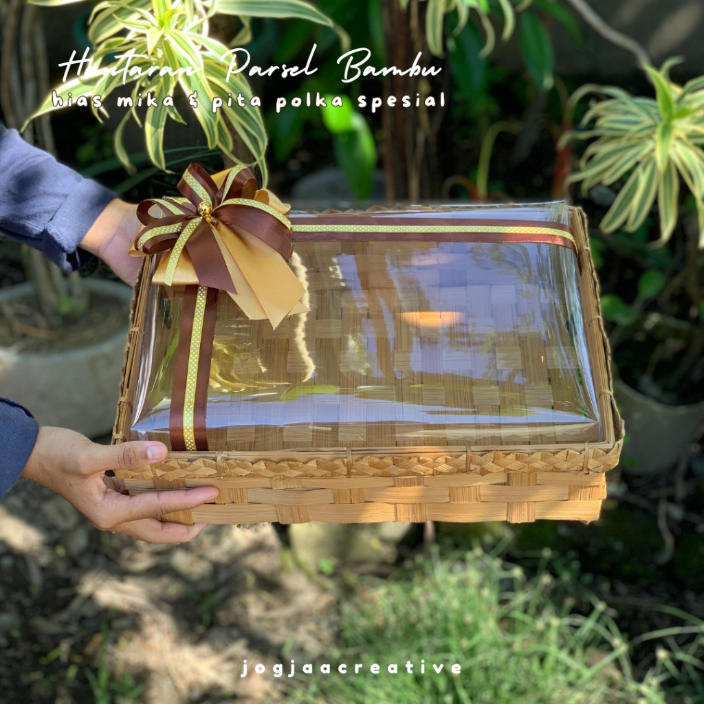 Special Mica and Ribbon Decorative Bamboo Parcel Delivery Containers ...