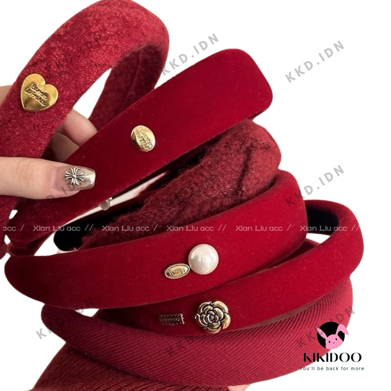 MERAH KKD Korean Red Headband Elegant Red Hair Headband | Shopee Malaysia