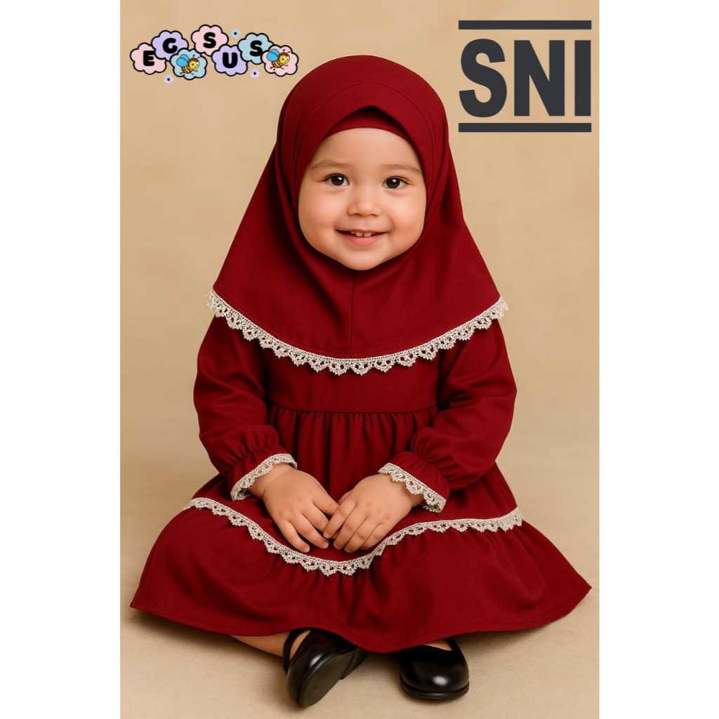 (EGSUS) Baby Girl's Gamis Free Hijab Aurora New Born 0 - 3 Years Maroon ...