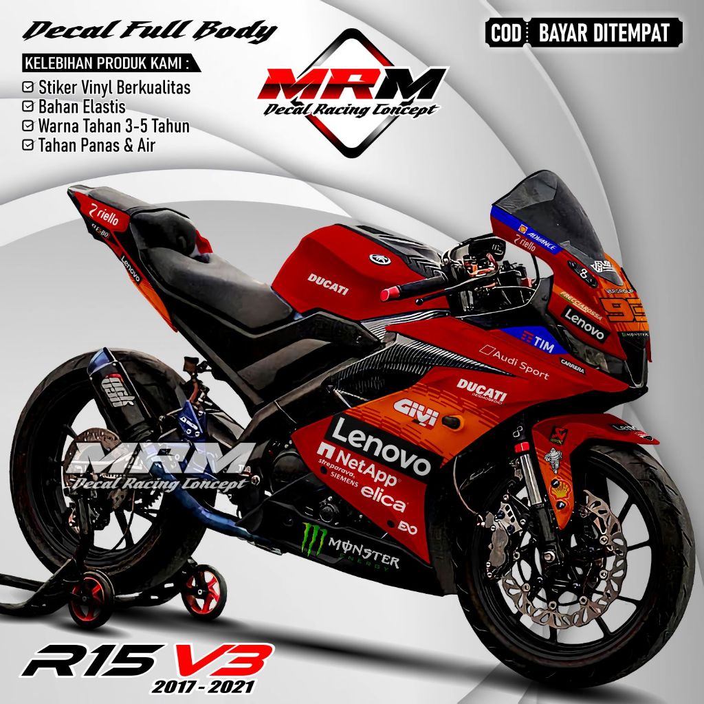 R15 V3 Decal Motorcycle Decal Sticker R15 V3 Sticker Yamaha R15 V3 ...