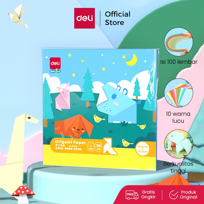 Deli Origami Paper / Origami Folding Paper 100 pcs 10 Colors Various ...