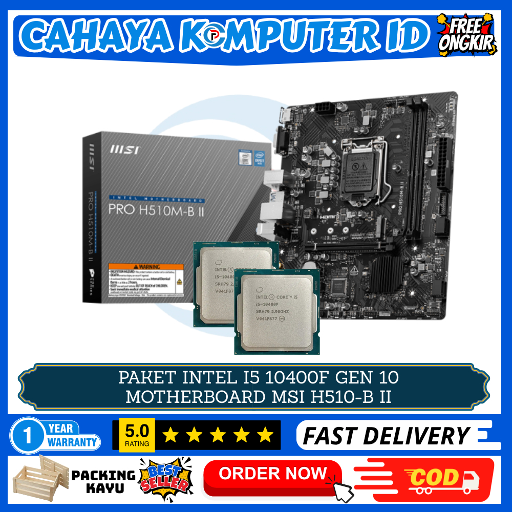 PACKAGE Intel Core I5 10400F (Gen 10) TRAY + Motherboard MSI H510M DDR4 ...
