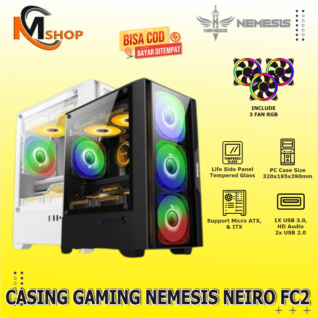 M-ATX ITX Nemesis NEIRO FC2 PC Case | Includes 3 RGB Tempered Glass ...