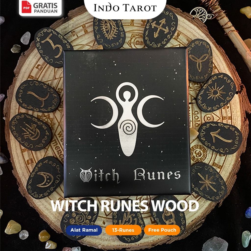 Witch Runes Wood Divination Tool - Meditation Divial Wood Rune Stone ...