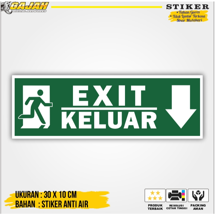 SIGN / RAMBU STICKER PATH OF BOTTOM EXIT EVACUATION | Shopee Malaysia