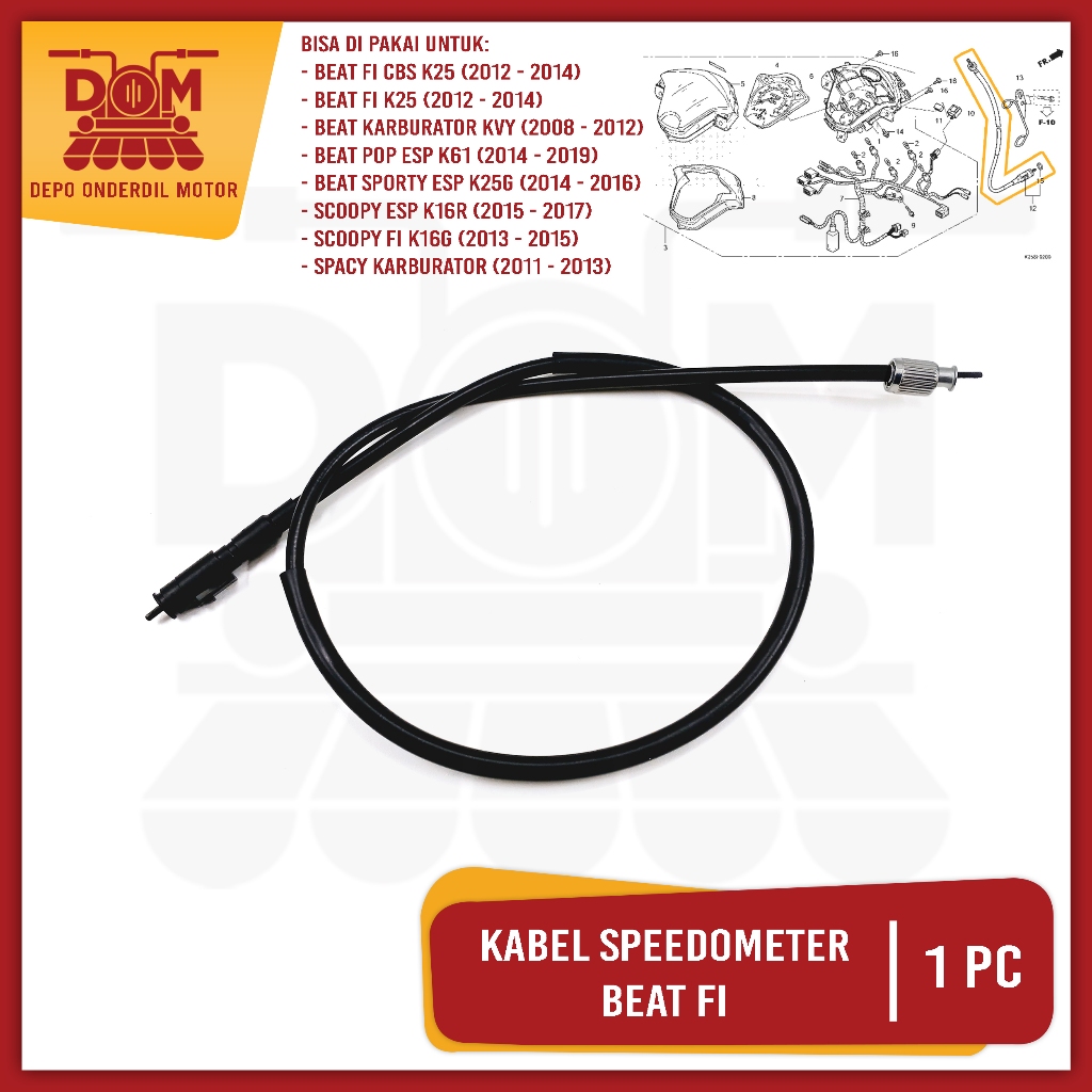 Beat Fi Speedometer Cable (TOKAIDO) Cabel Cable Comp Seling Iner Wire ...
