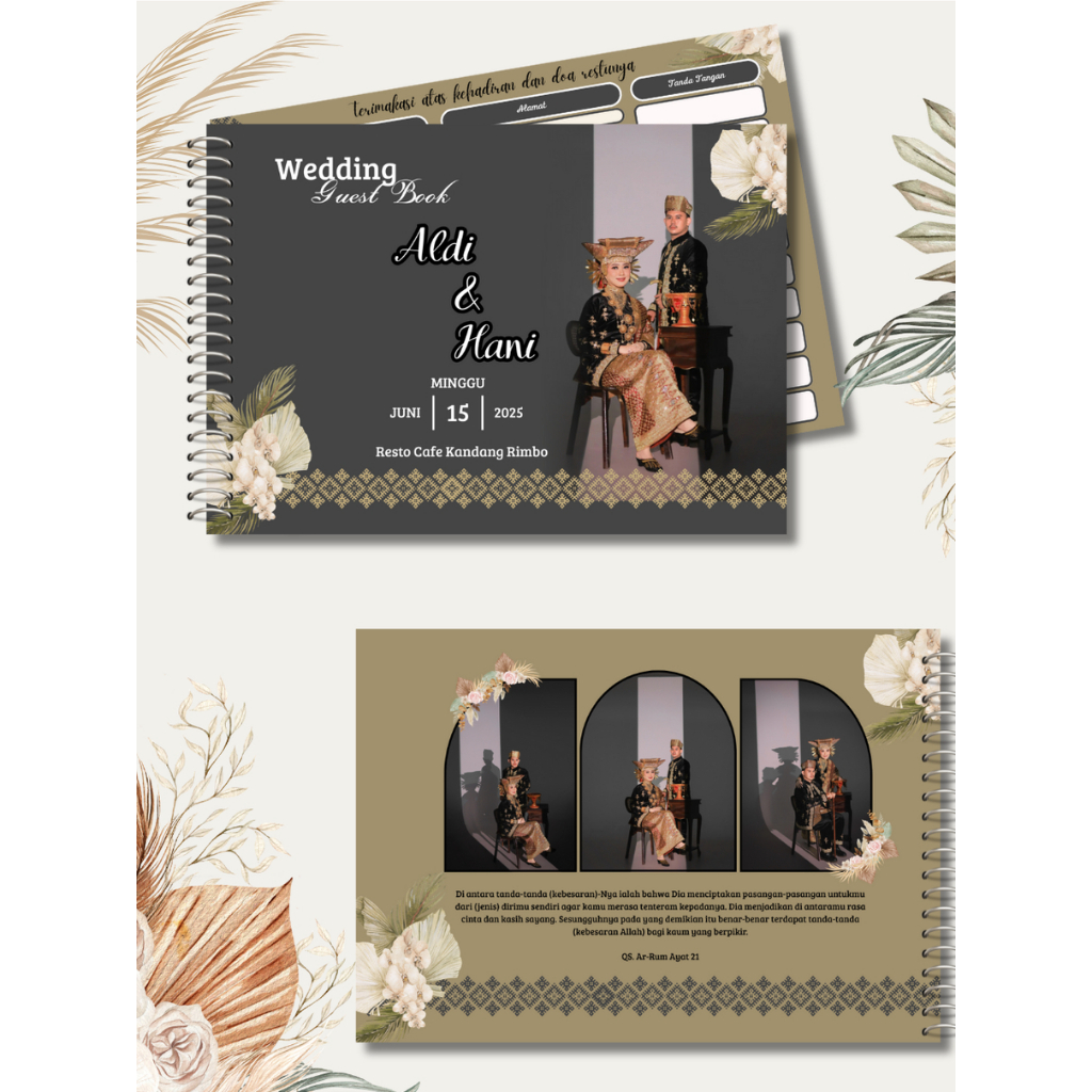 LUXURY ELEGANT WEDDING GUEST BOOK CUSTOM NAME AND PHOTO | Shopee Malaysia