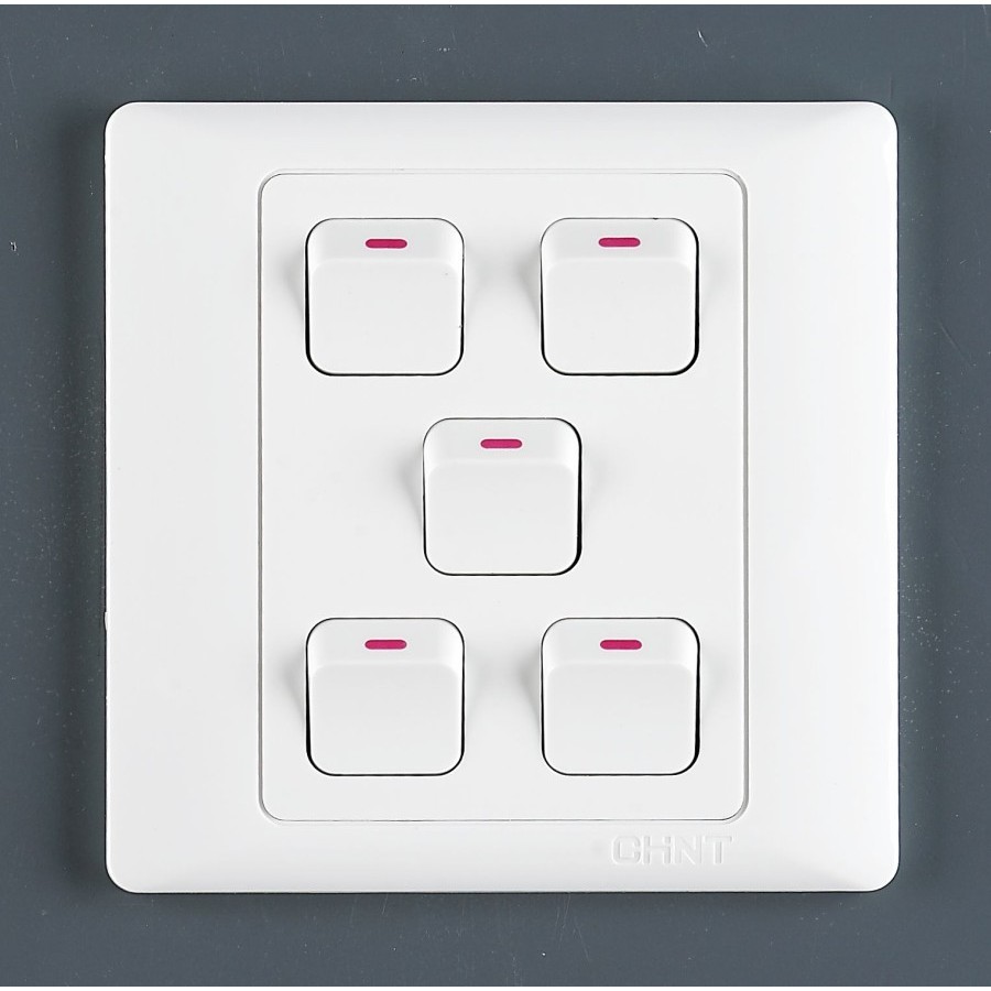 5-gang Switch 1-Way Switch Small NEW7-G00900 CHINT White | Shopee Malaysia