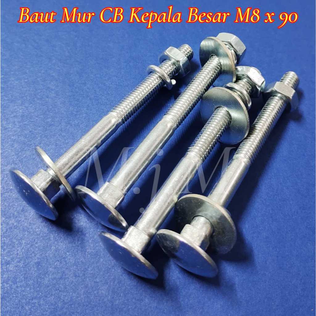MESIN Cb NUT BOLT M8 x 90MM - 23mm WIDE HEAD (IRON) / UMBRELLA BOLT ...