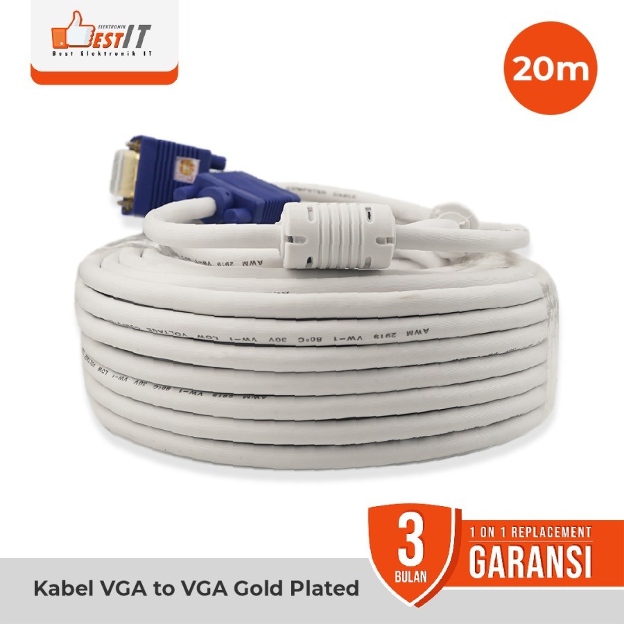 Gold Male to Male NYK VGA Cable 20 meters long | Shopee Malaysia