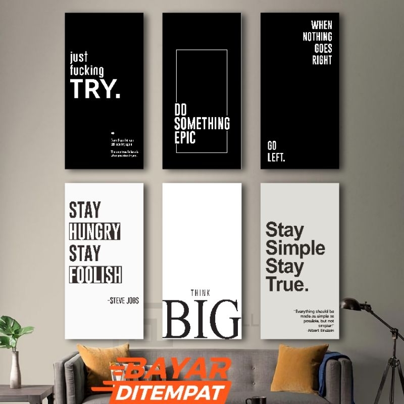 HIASAN DINDING PUTIH HITAM Ndt[15x30] Black and White Minimalist ...