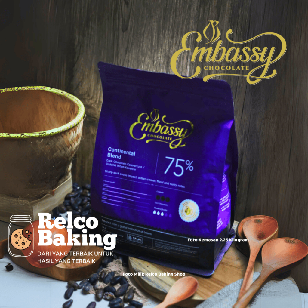 Embassy Chocolate - Continental 75% 100GR Dark Couverture Chocolate ...