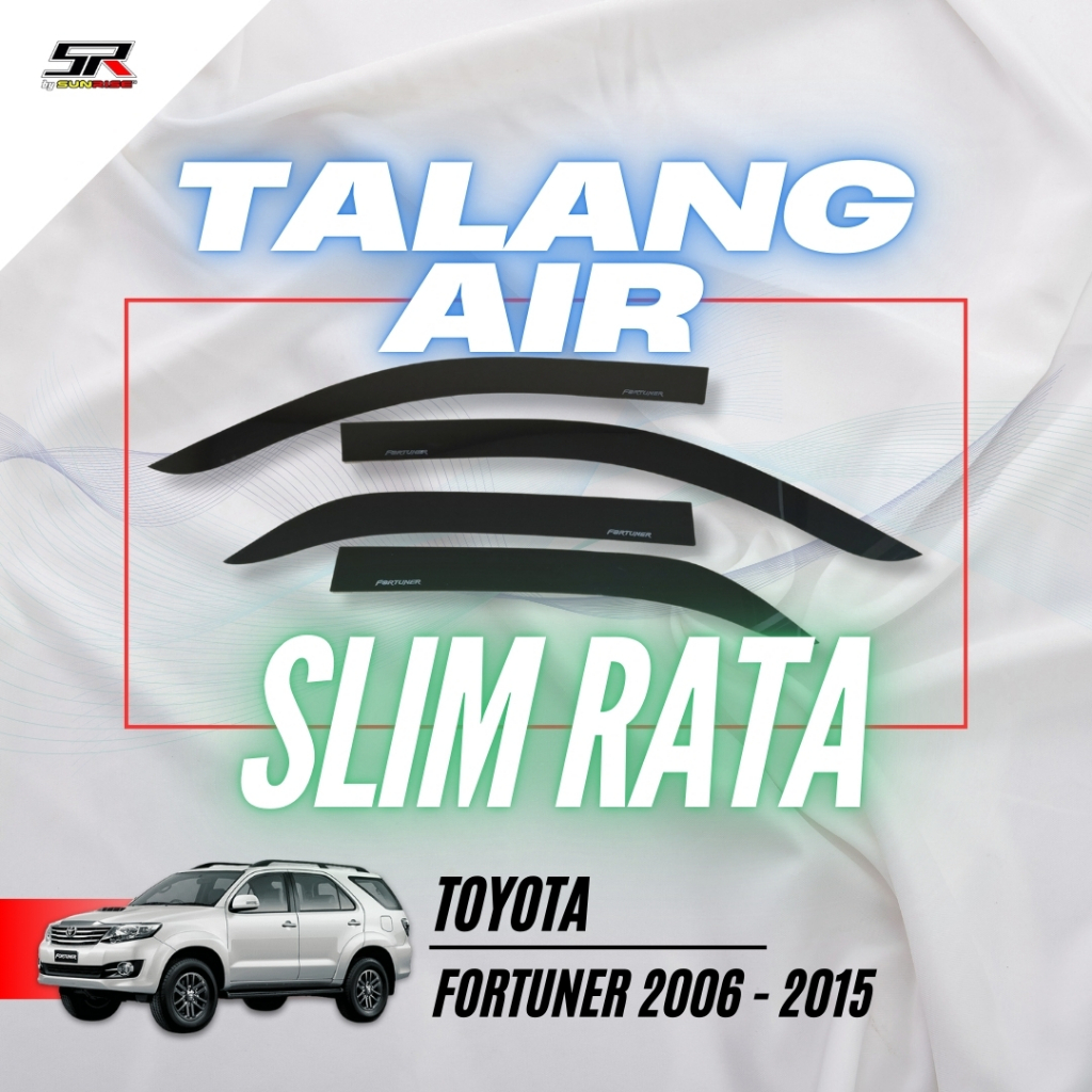 Car Water Gutter Flat Model SLIM Rata FORTUNER 2006-2015 UP Black SLIM ...
