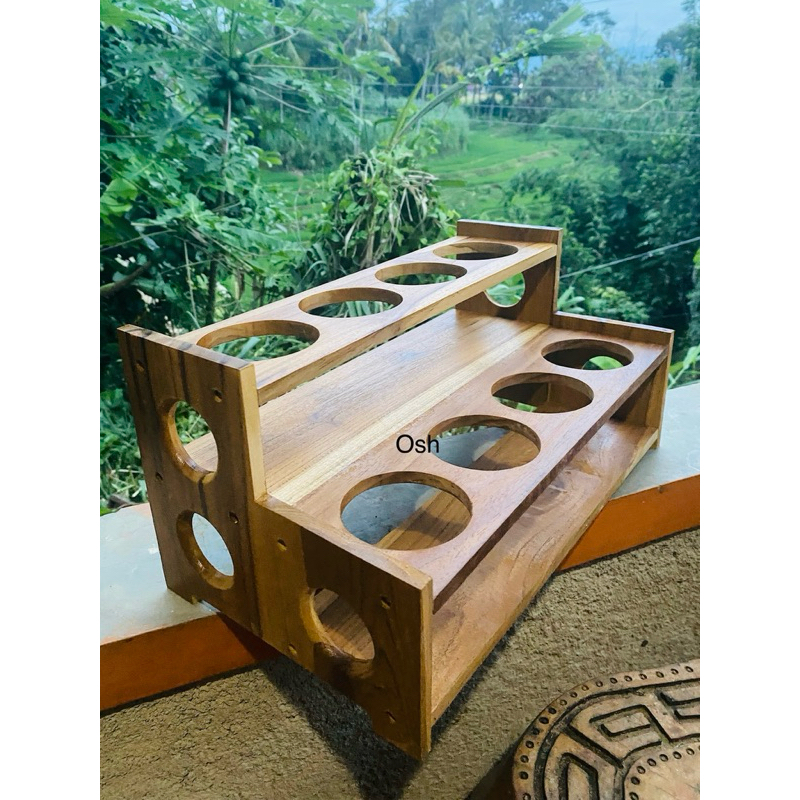KAYU 2 TIER STACKING BOTTLE RACK, 8 cm DIAMETER, MADE OF TEAK WOOD ...
