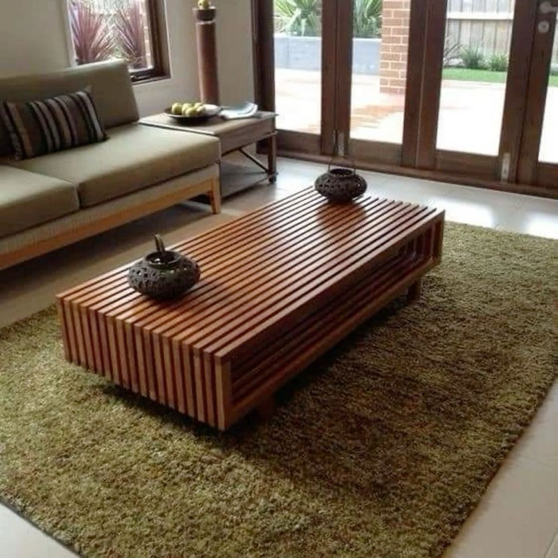 KAYU Minimalist rattan teak wood guest table, rattan cafe table ...