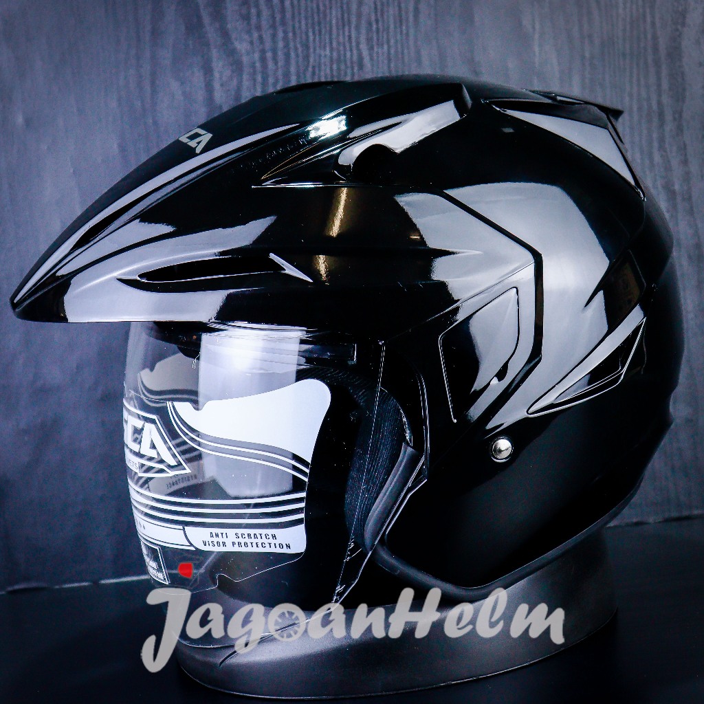 Solid ASCA PREMIER HELMET | Black GLOSSY | Double VISOR | Shopee Malaysia
