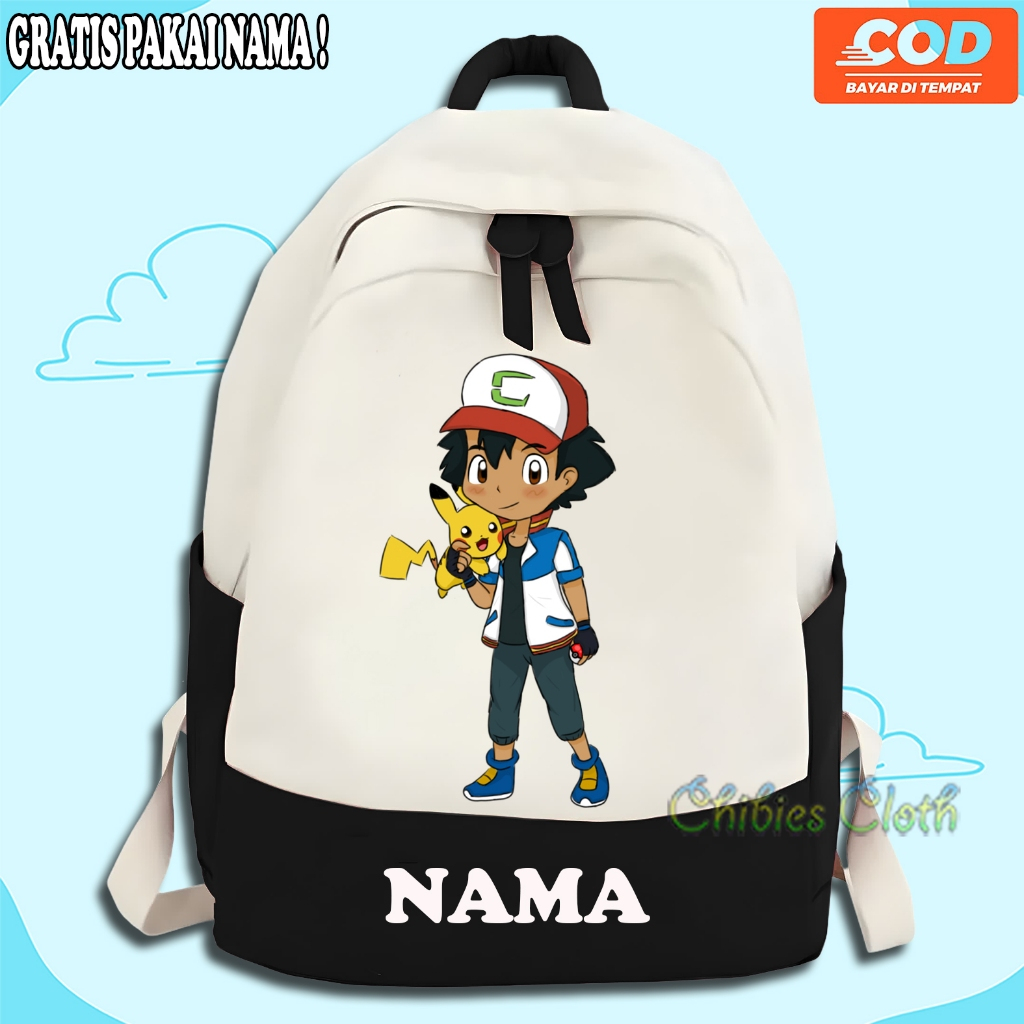 Cute Pokemon Ash and Pikachu Chibi Children's Backpack - Pokemon ...