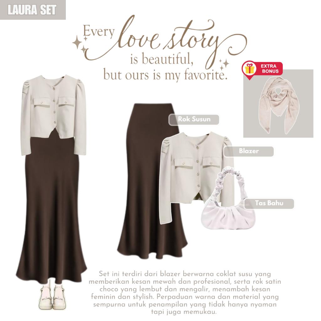 TRENDY AESTHETIC OUTFIT (Zumi Crop Blazer - Satin Skirt - Shoulder Bag - Free Hijab) MC - Laura ...