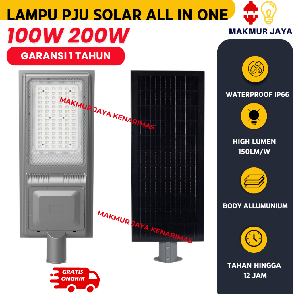 Sni SOLAR STREET LIGHTS 100W 200W WATT LED ALL IN ONE/ PJU LED SOLAR ...