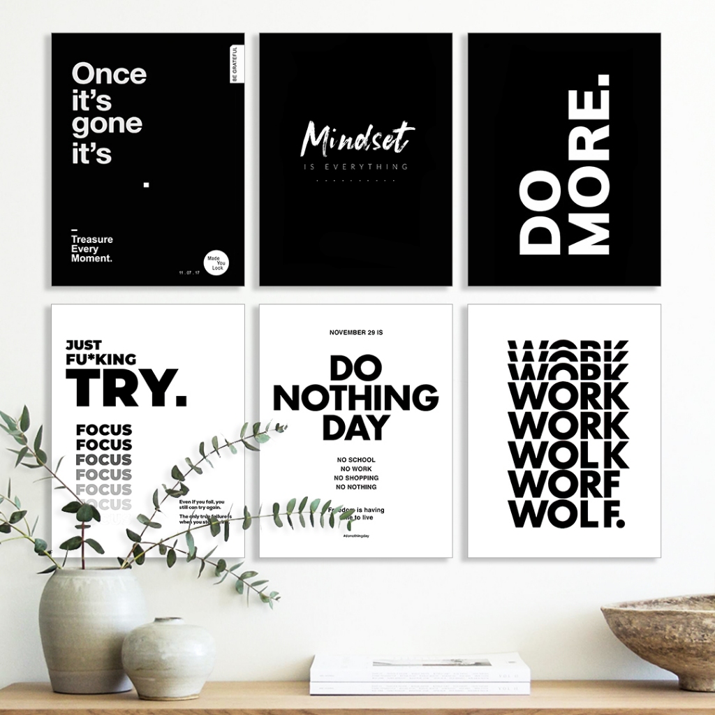 Motivational Poster Wall Decoration BW Quotes Wall decor Home Room ...