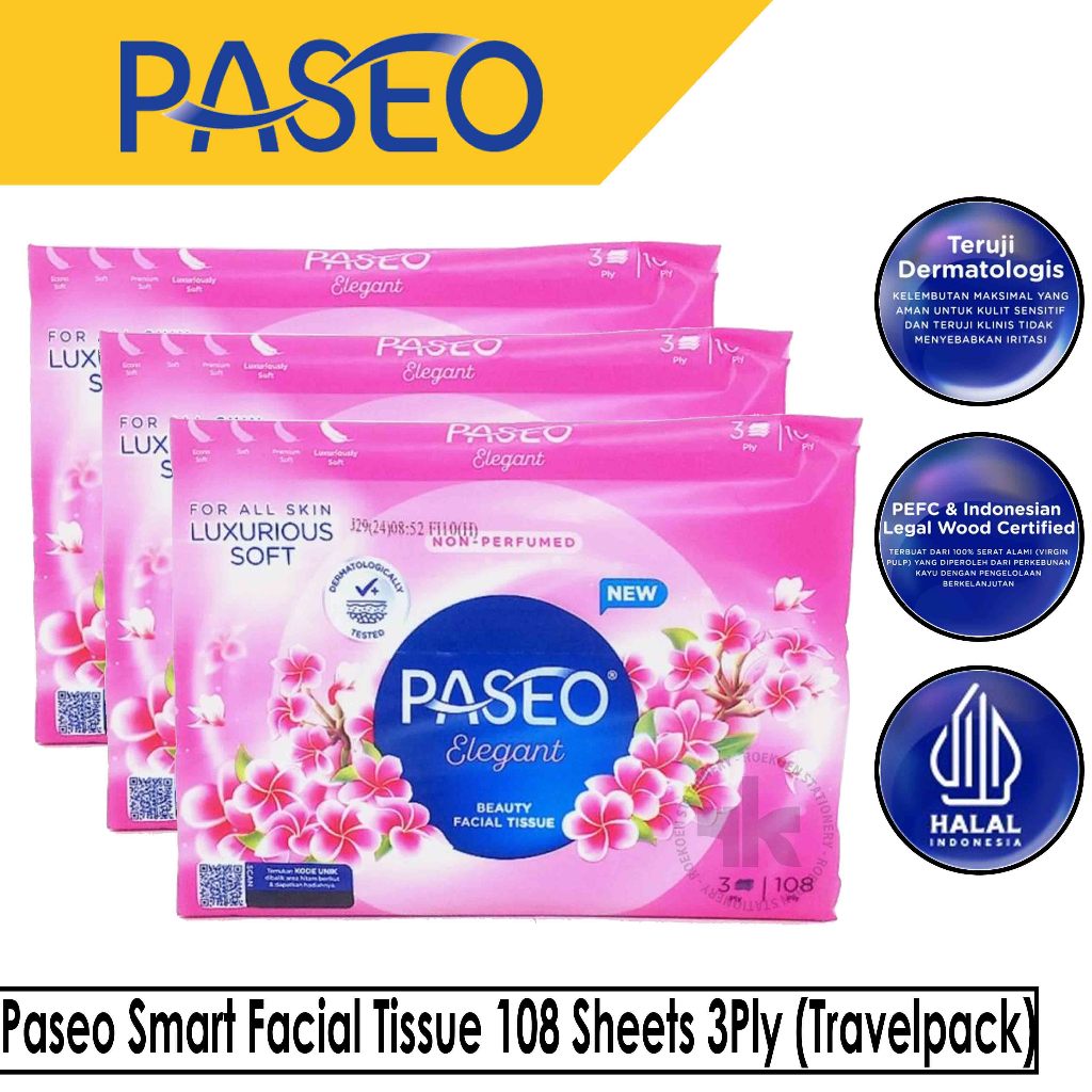 Paseo Smart Facial Tissue 108 Sheets 3Ply (Travelpack) | Shopee Malaysia