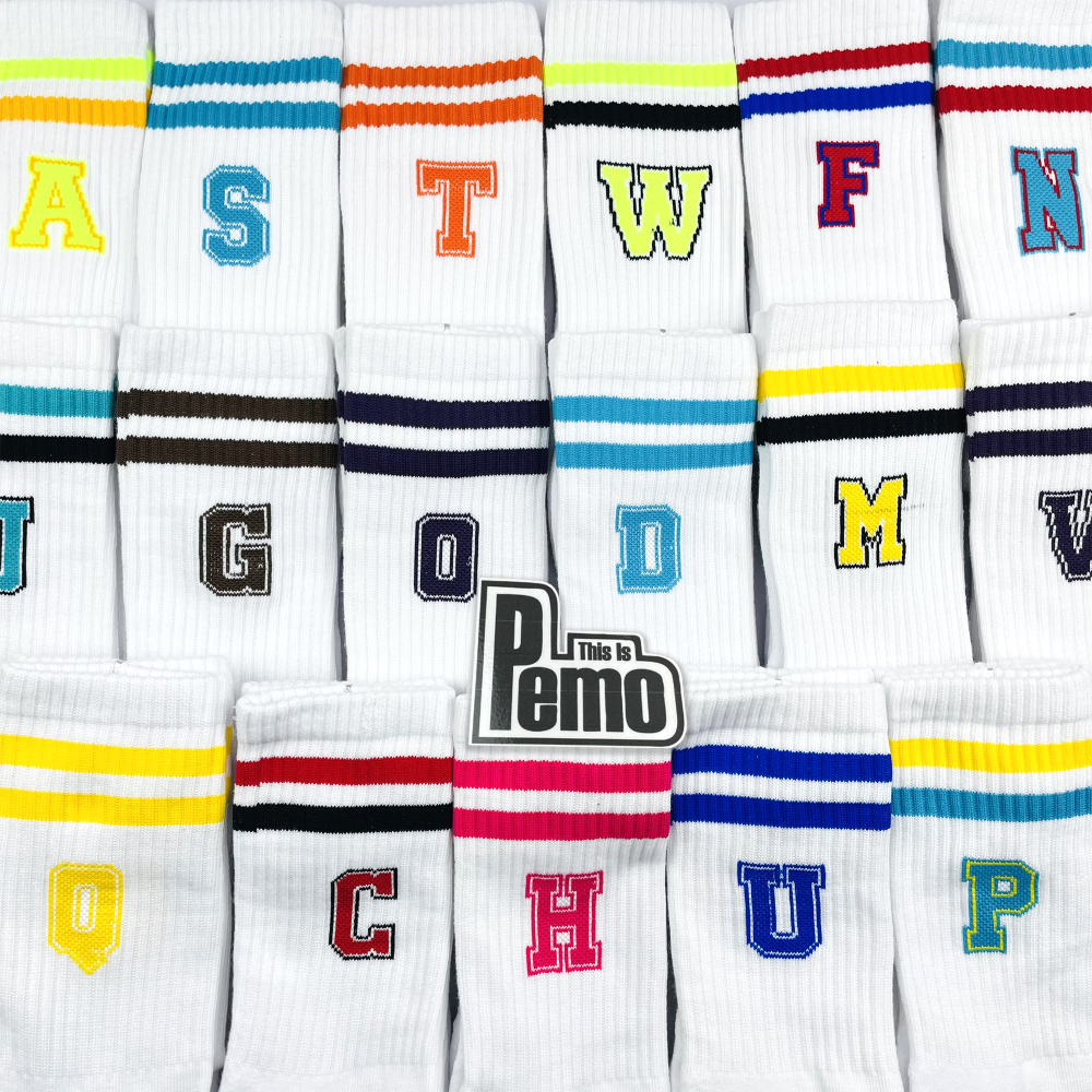 This IS PEMO - Oldschool Socks Terry Towels Alphabet letters | Shopee ...
