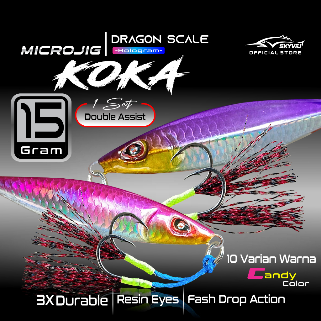Micro Jig 15 Gram Set Double Assist Hook Bait Casting Lure 15g Killer Edge | Shopee Malaysia