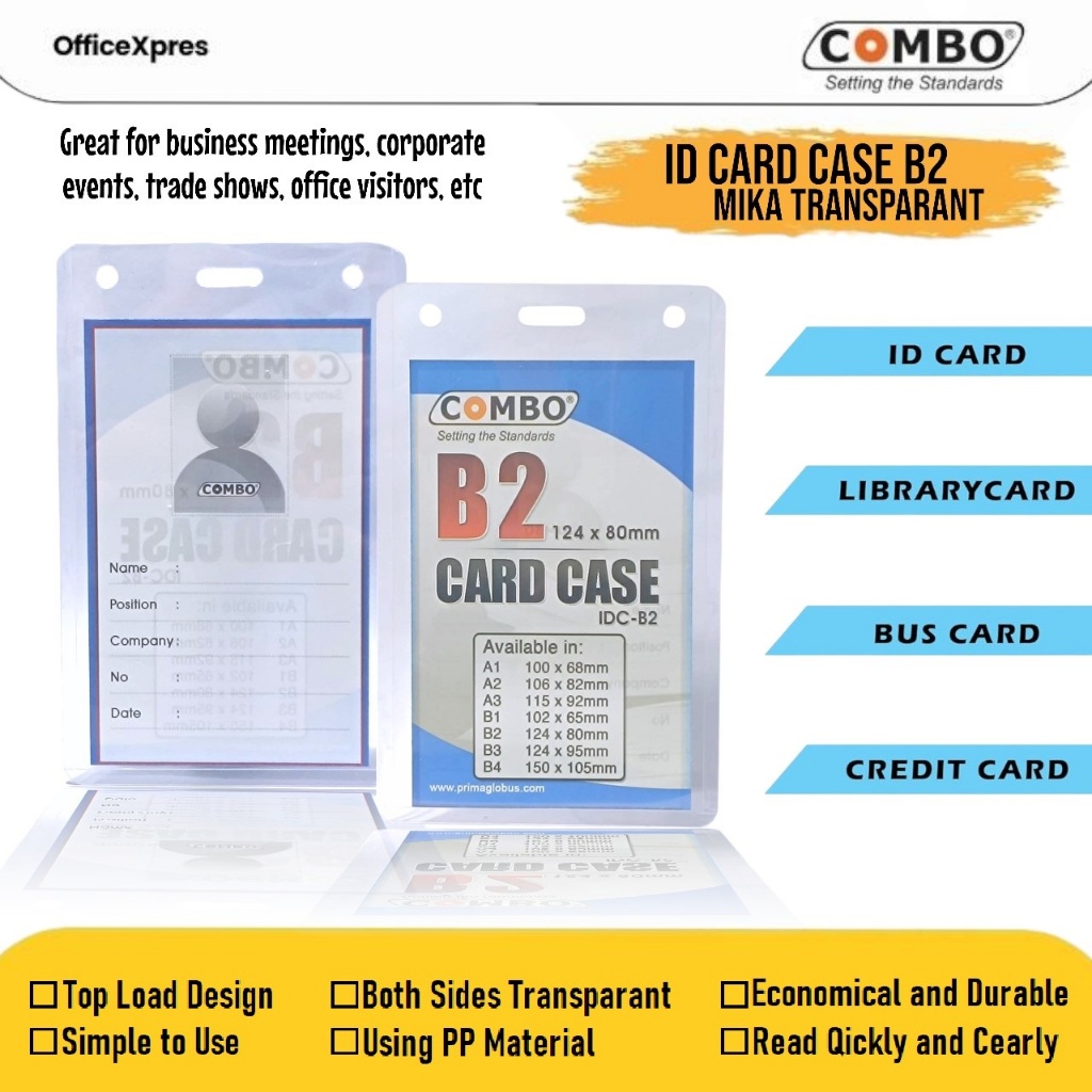 B2 Plastic ID Card Case / Transparent ID Card Casing 124x80mm / Clear ...